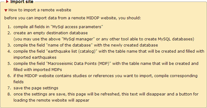 MIDOP manual - Database access