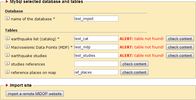 MIDOP manual - Database access