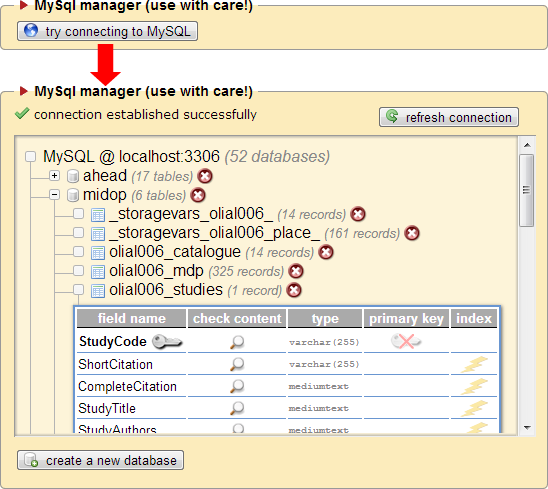 MIDOP manual - Database access